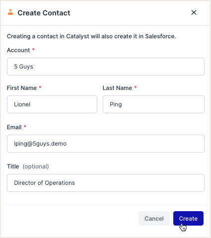 Add a new contact – Catalyst Software