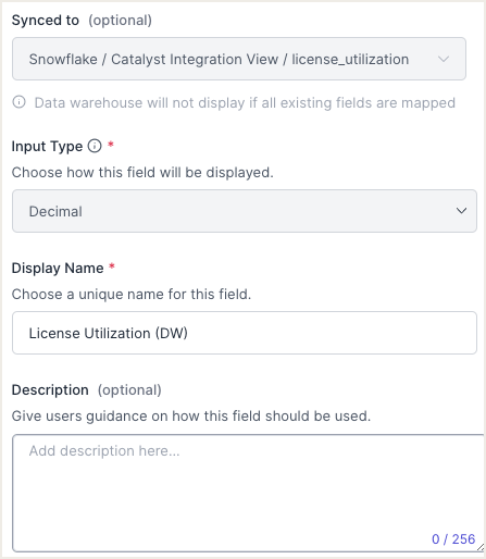 Manage data warehouse fields – Catalyst Software